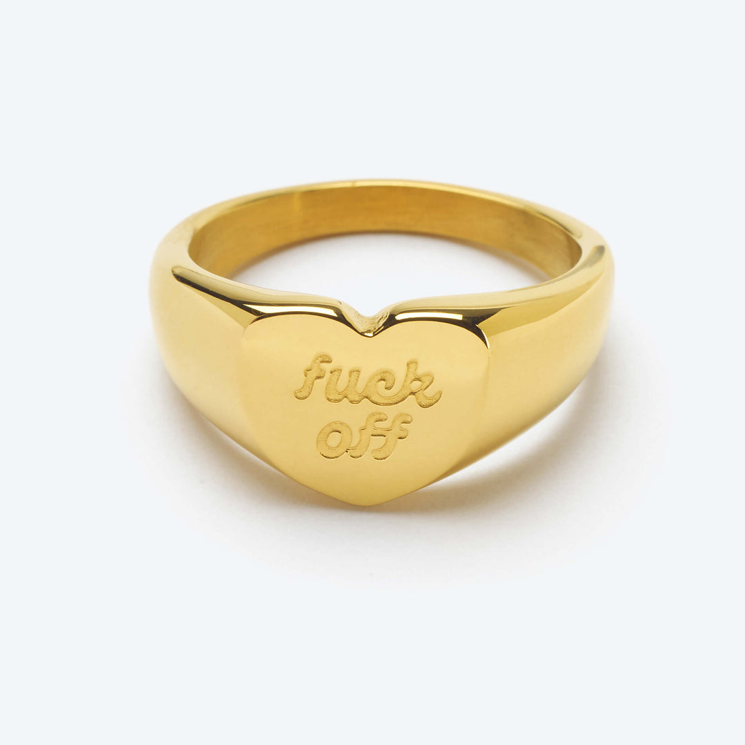 Fuck Off Heart Ring – Hoops + Chains LDN